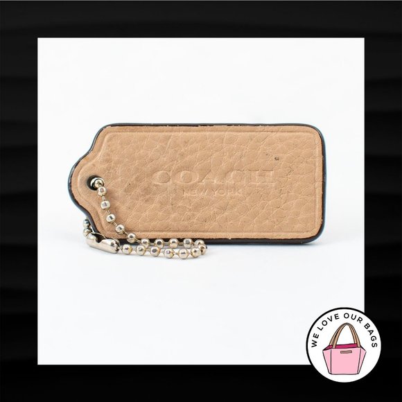 Coach | Bags | 225 Coach New York Beige Tan Leather Key Fob Bag Charm ...